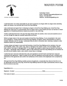 Waiver Form - Annie Time Dog Walking
